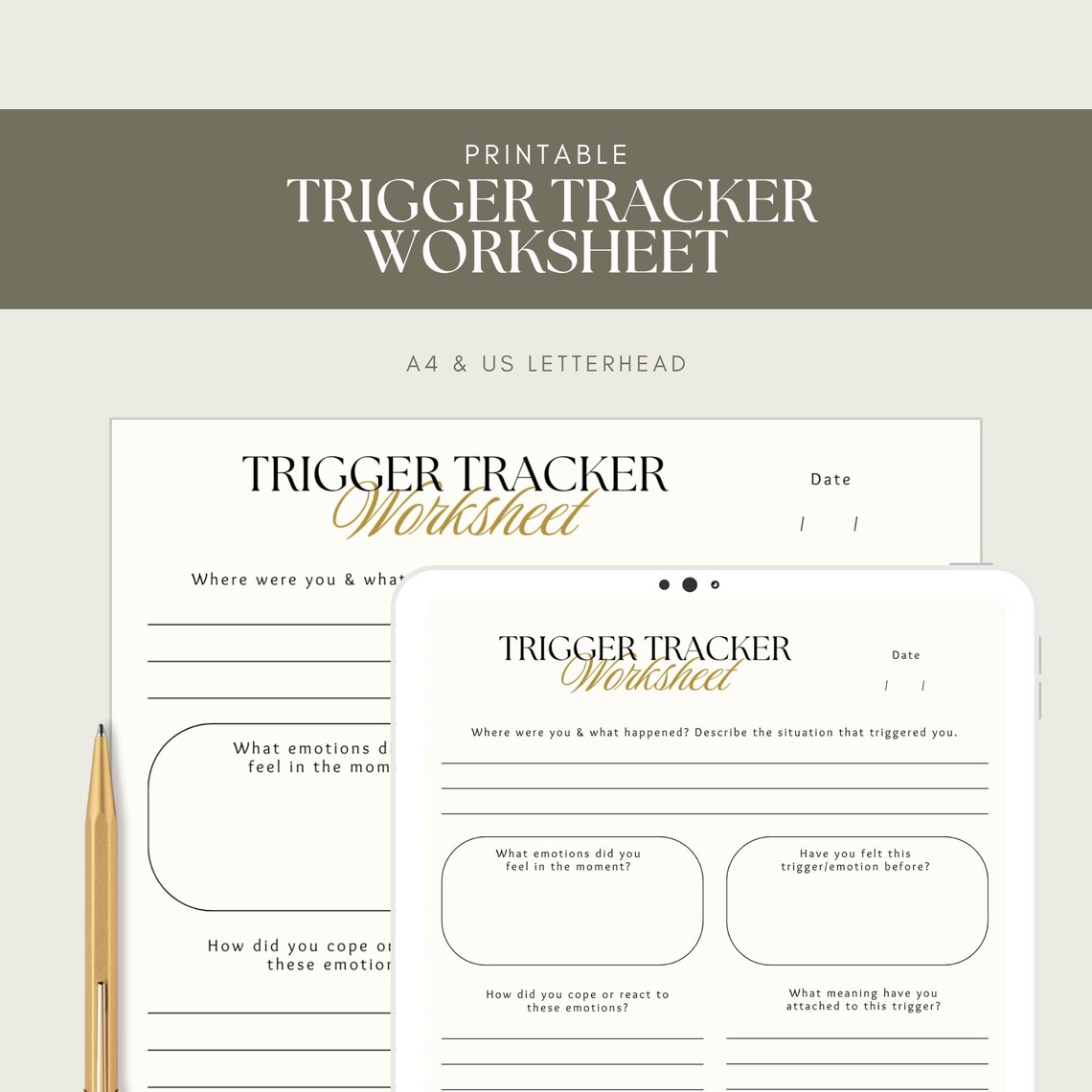 Printable Trigger Tracker Worksheet | Emotional Triggers Reflection ...