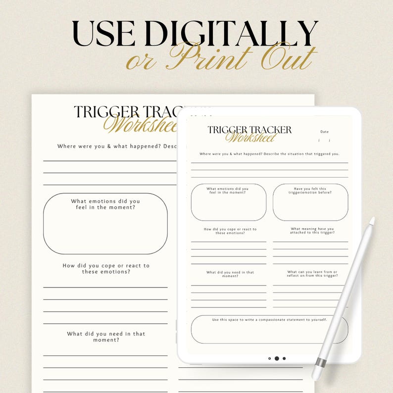 Printable Trigger Tracker Worksheet | Printable Emotional Triggers ...