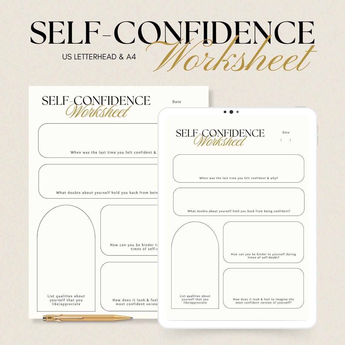 Printable Self-confidence Worksheet | Confidence Journal Prompts ...