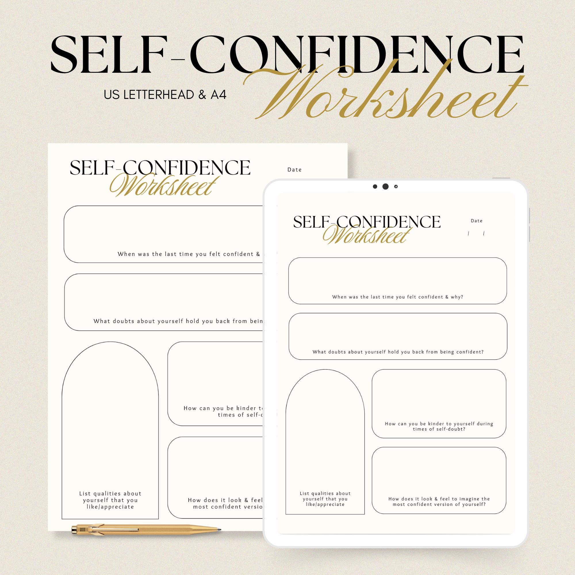 Printable Self-confidence Worksheet | Confidence Journal Prompts ...