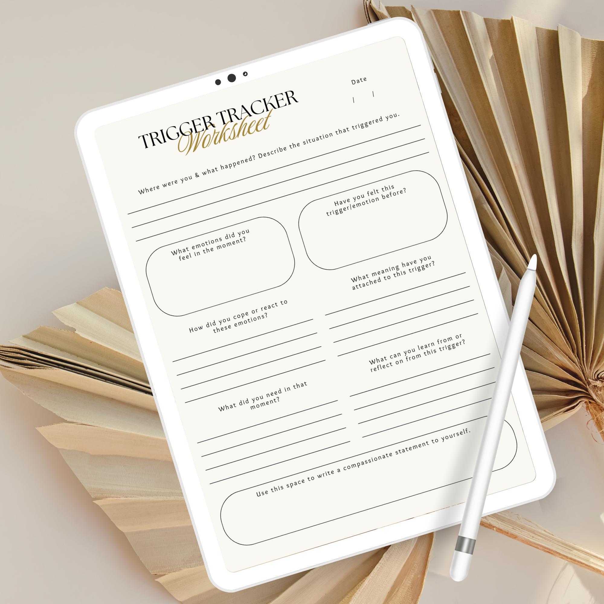 Printable Trigger Tracker Worksheet | Printable Emotional Triggers ...