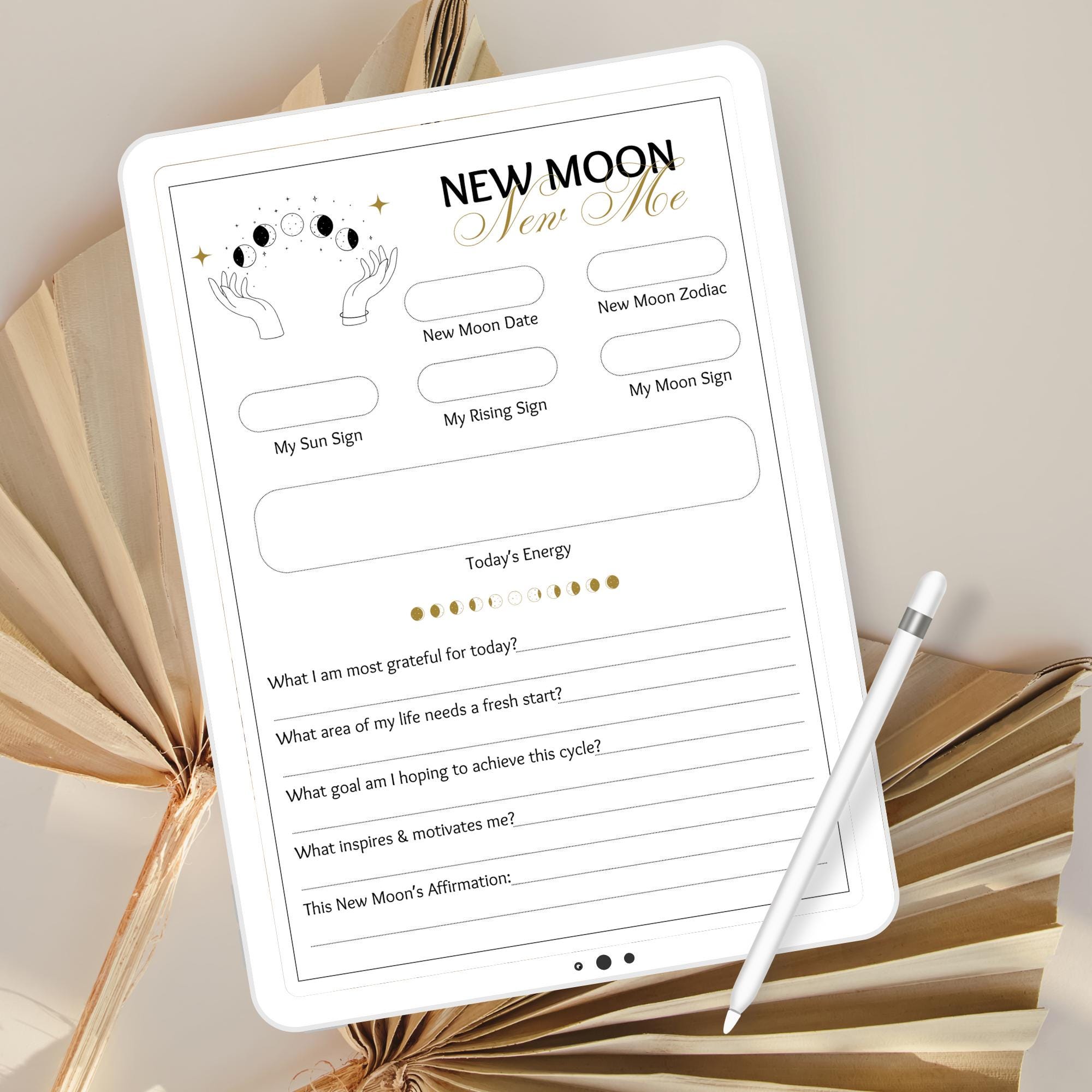New Moon Guided Journal Page | New Moon Reflections | Printable ...