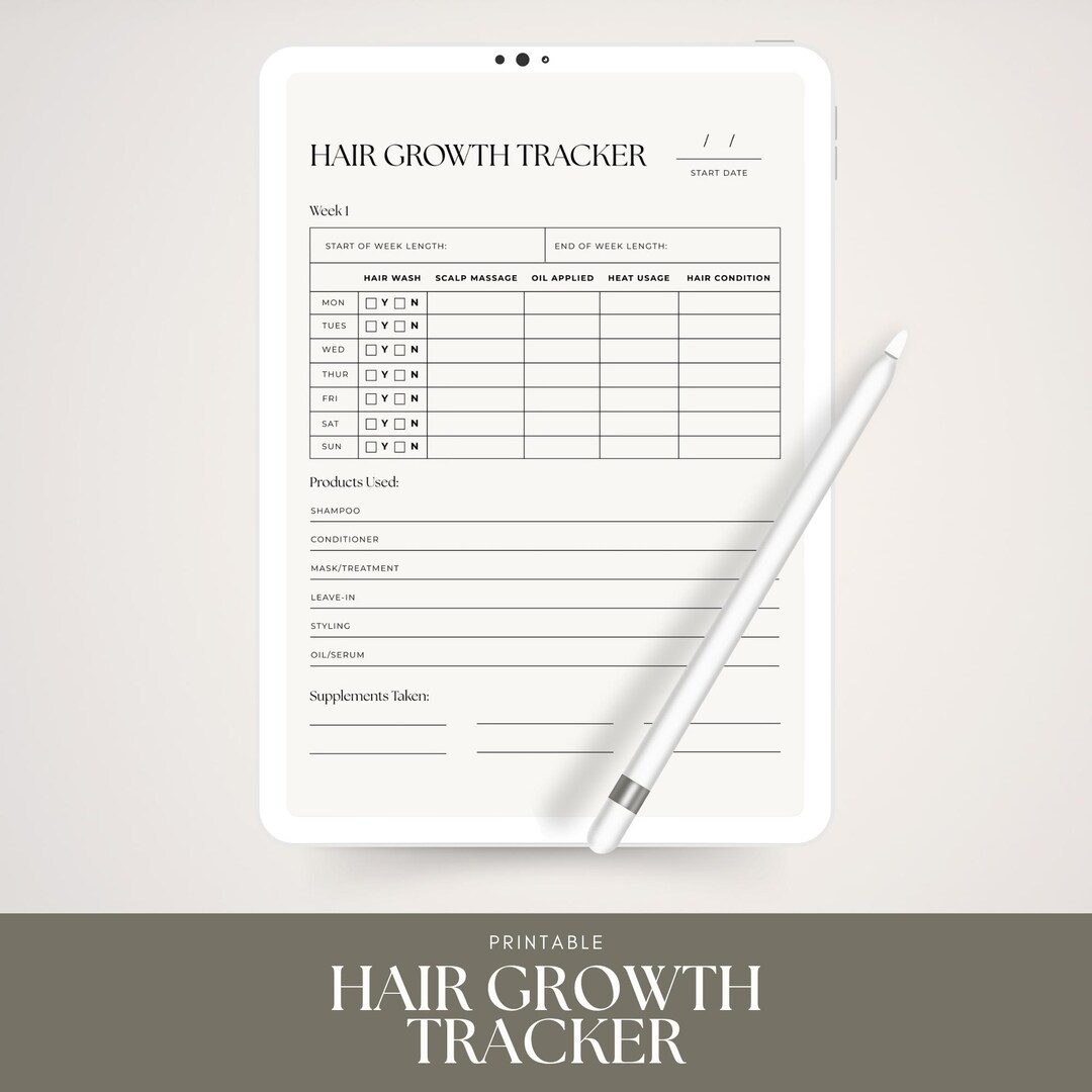 Printable Hair Growth Tracker Sheet | 4 Week Hair Care Routine Log ...
