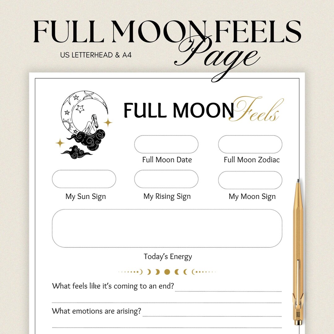 Full Moon Feels Guided Journal Page | Full Moon Reflections | Printable ...
