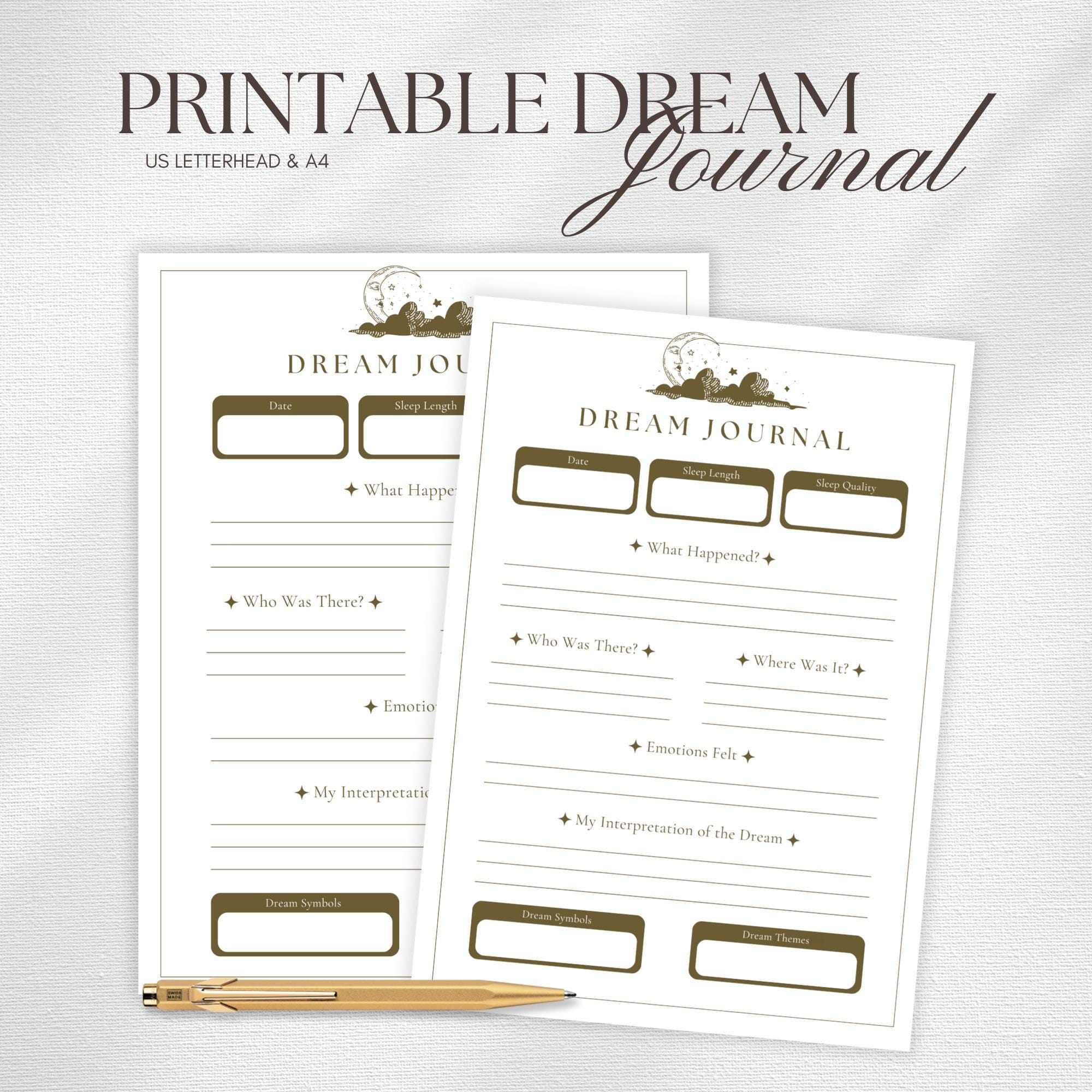 Printable Dream Journal | Dream Tracker | Digital Dream Journal Page ...