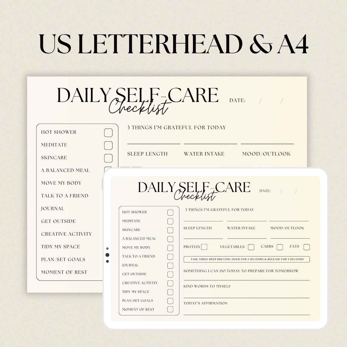 Printable Daily Self-care Checklist | Self-care Tracker | Digital ...