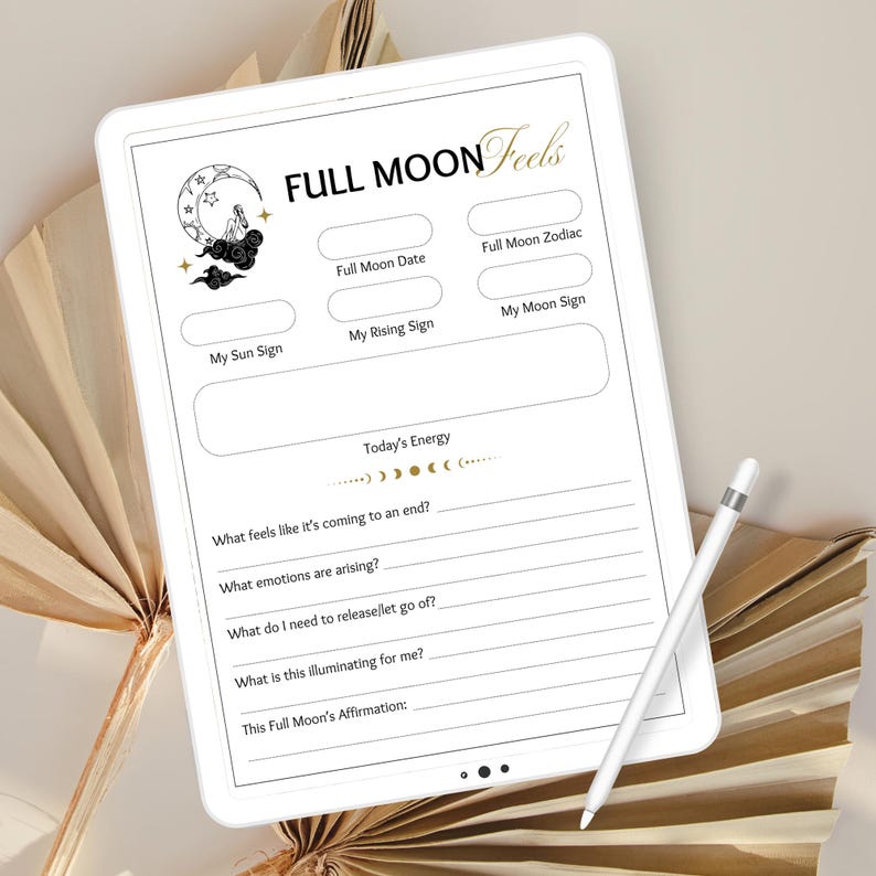 Full Moon Feels Guided Journal Page | Full Moon Reflections | Printable ...