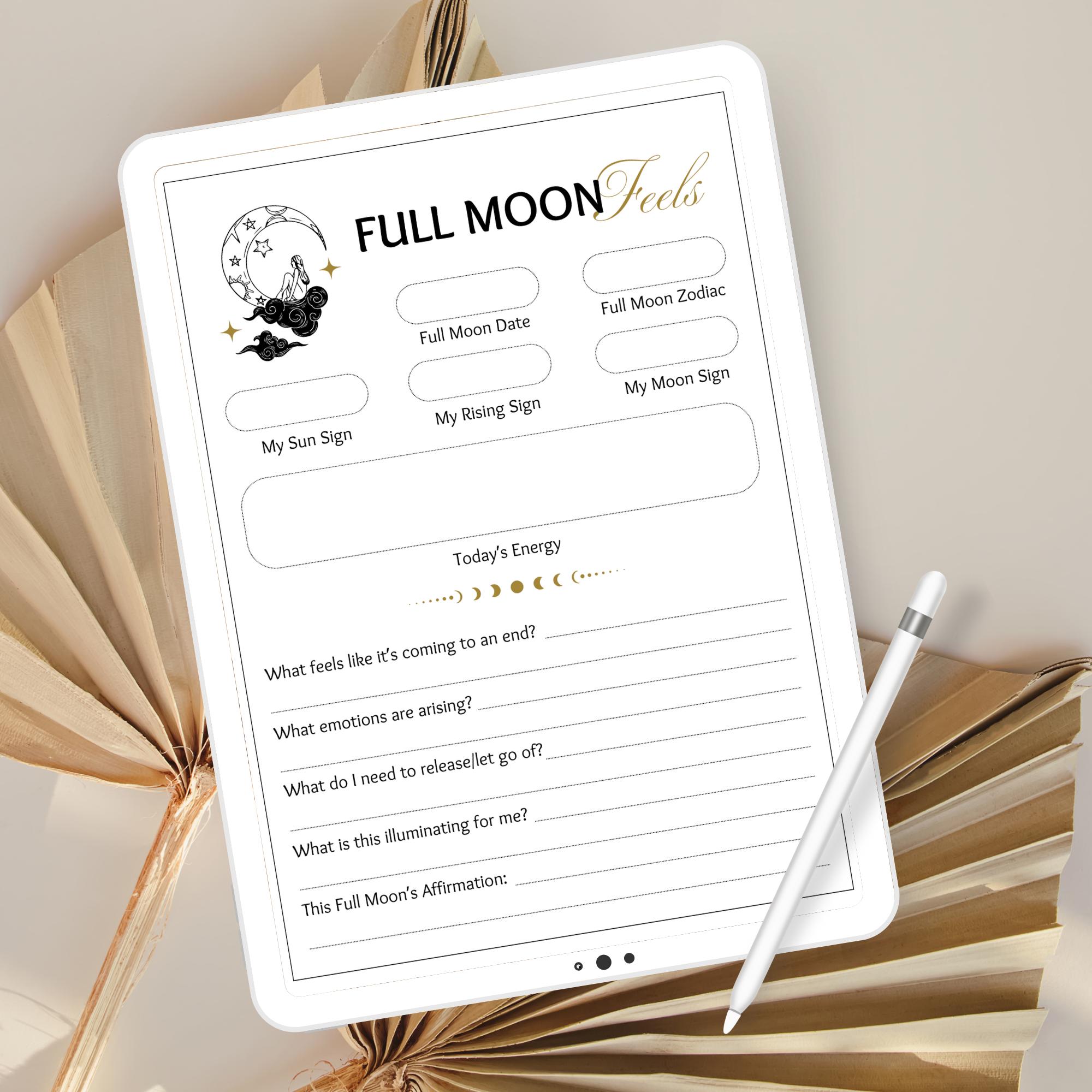 Full Moon Feels Guided Journal Page | Full Moon Reflections | Printable ...