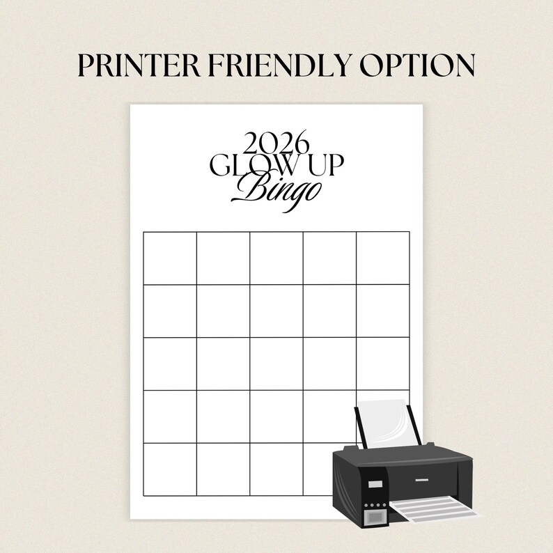 2026 Glow up Bingo Card | Printable Vision Board Bingo | New Years ...