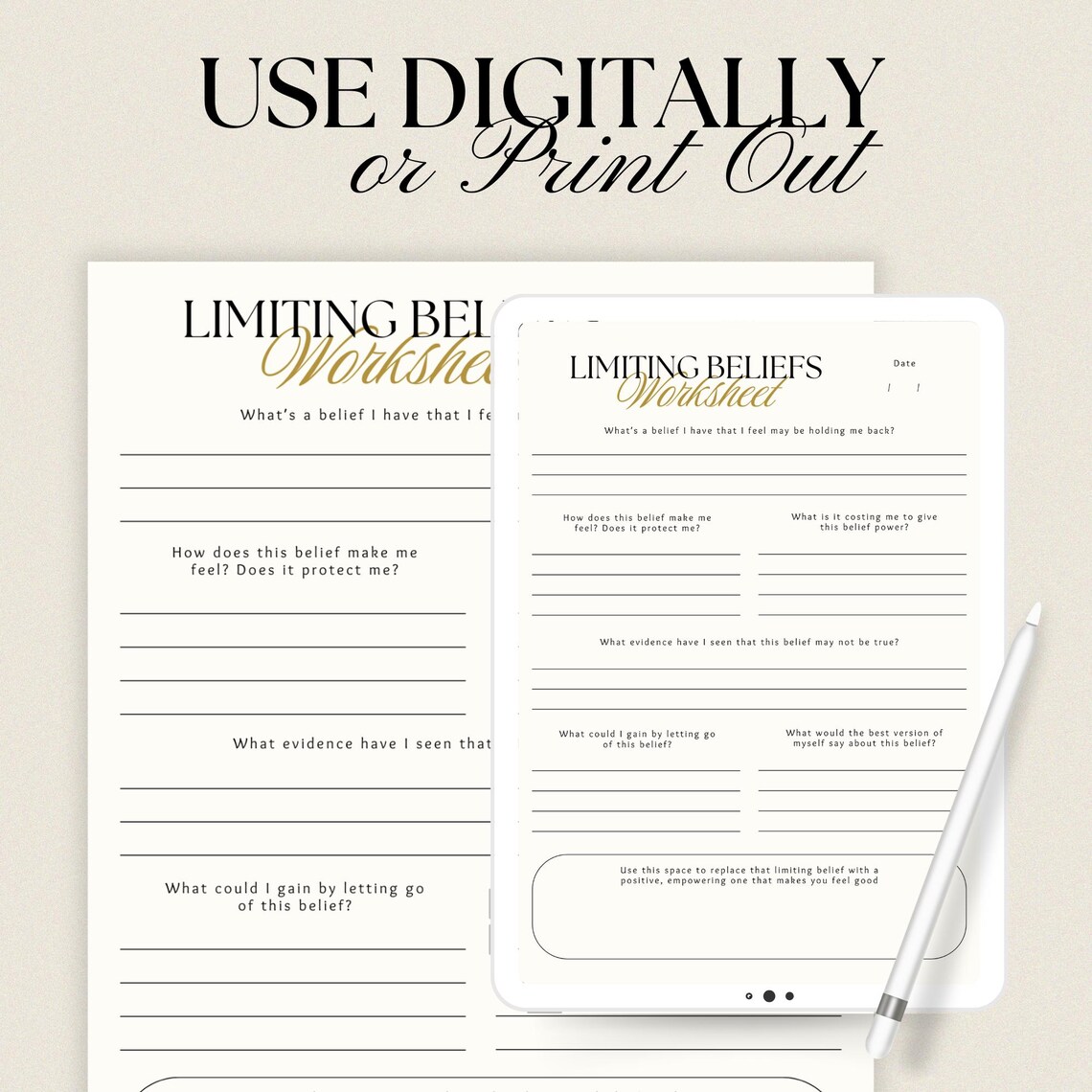 Printable Limiting Belief Worksheet | Negative Beliefs Journal Prompts ...