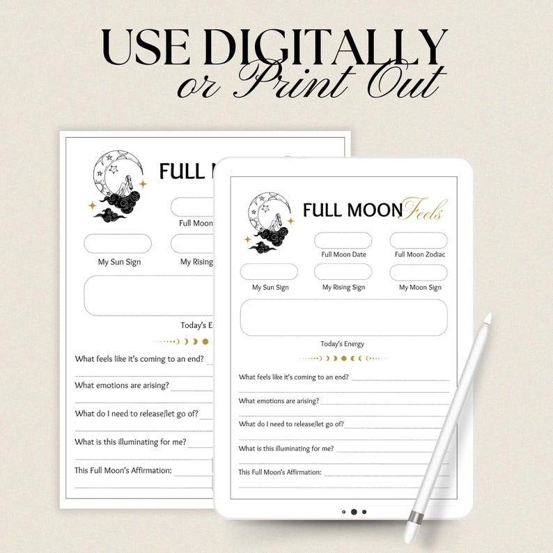 Full Moon Feels Guided Journal Page | Full Moon Reflections | Printable ...
