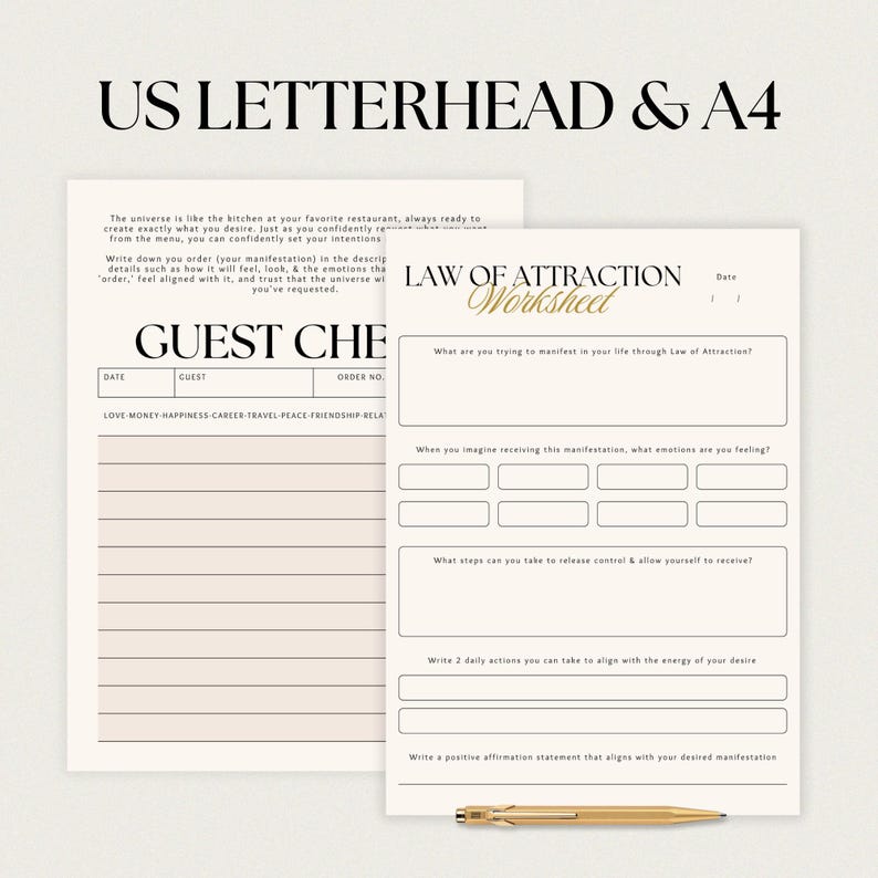 Printable Law of Attraction Worksheet | Manifesting Journal Prompts ...