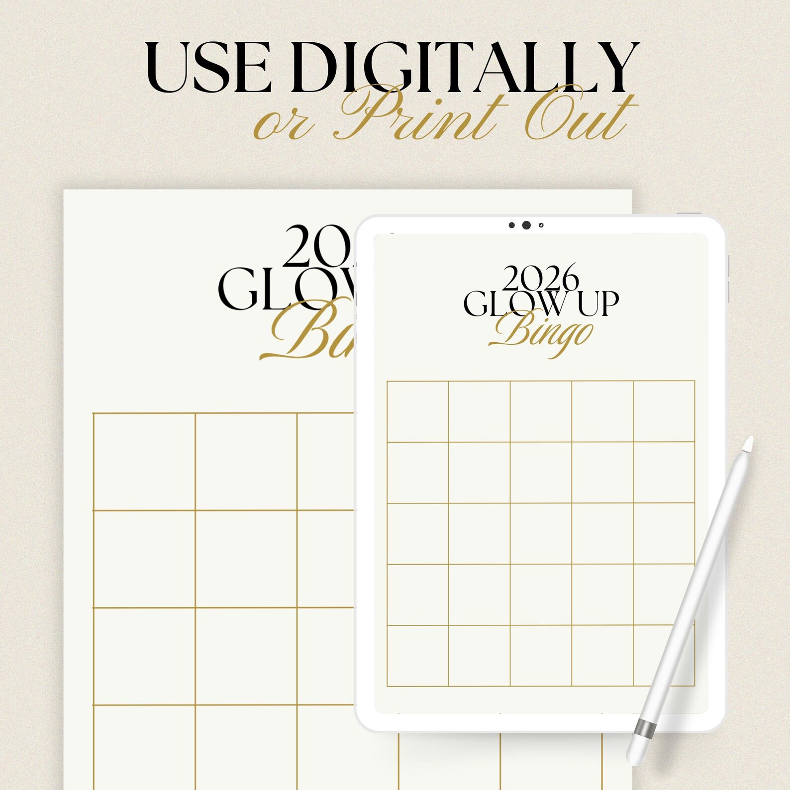 2026 Glow up Bingo Card | Printable Vision Board Bingo | New Years ...