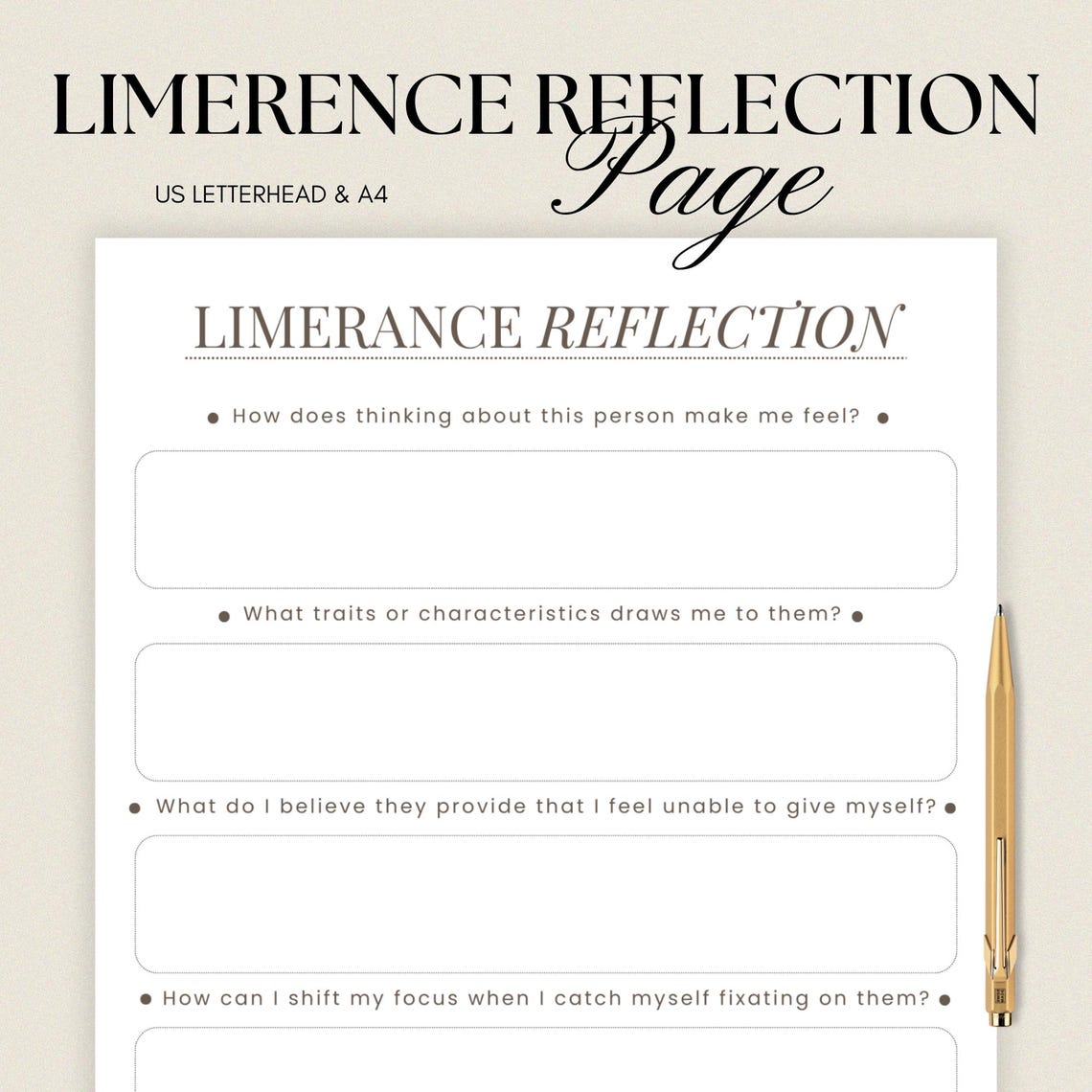 Printable Limerence Reflection Page | Love Obsession Worksheet ...