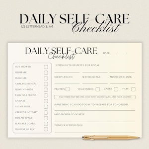 Printable Daily Self-care Checklist | Self-care Tracker | Digital ...