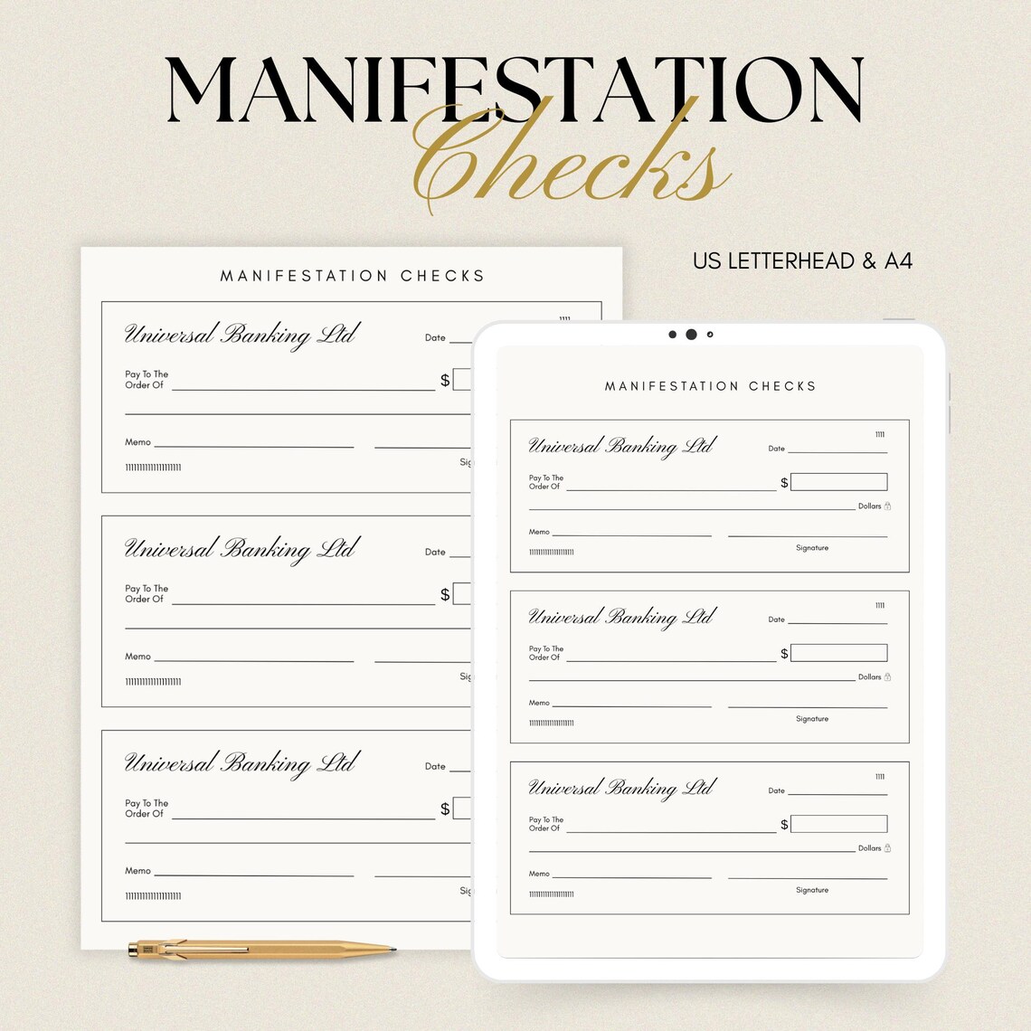 Printable Manifestation Checks | Printable Abundance Checks ...