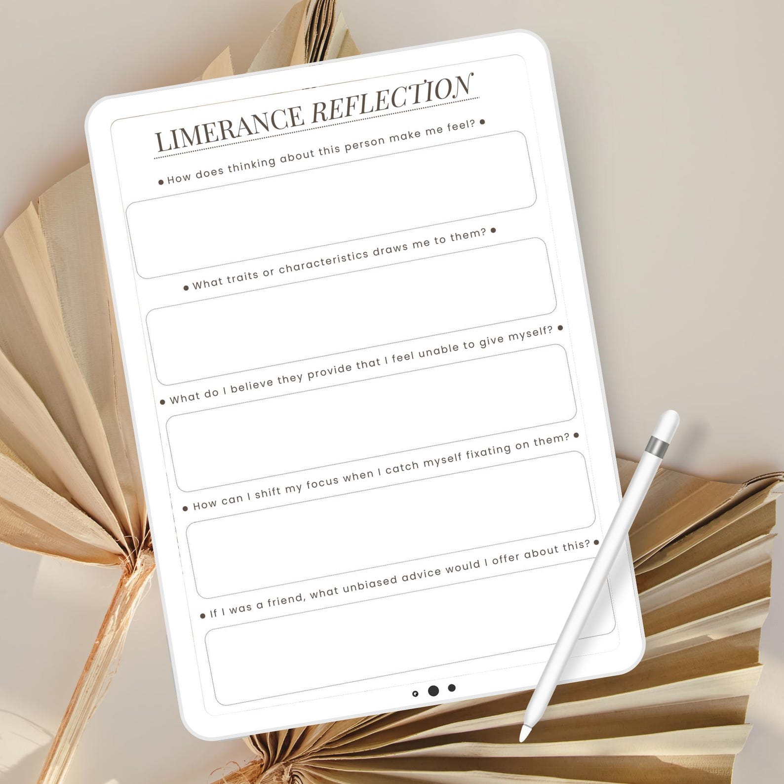 Printable Limerence Reflection Page | Love Obsession Worksheet ...