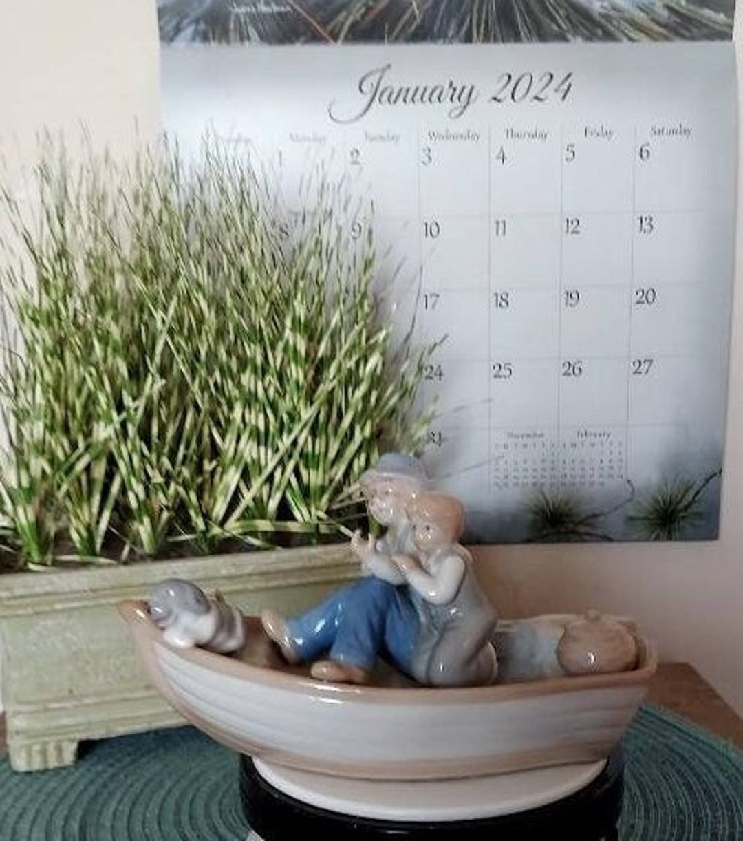 Grandpa & Boy Figurine, Ceramic Grandpa Figurine, Ceramic Boating ...