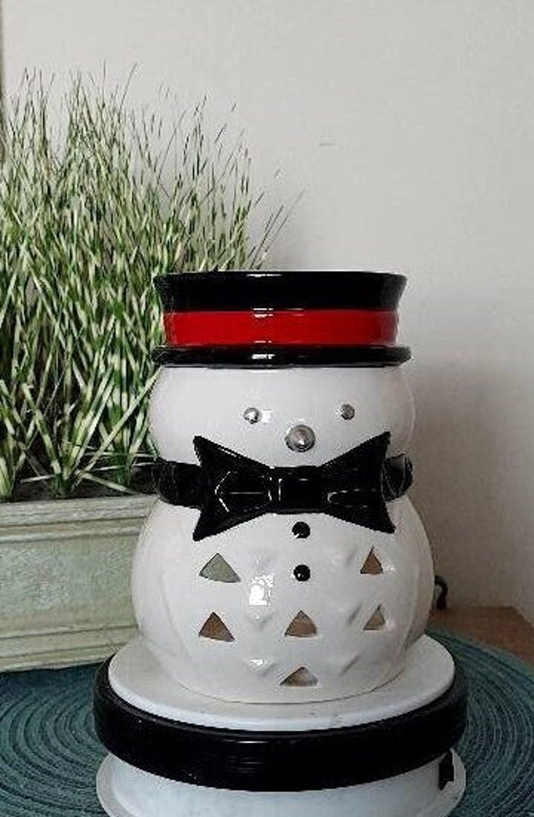 Ceramic Snowman Candle Holder, Snowman Candle Holder, Snowman Tealight ...