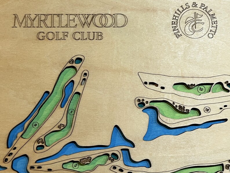 Custom Golf Course Map Engraved - Myrtle Beach SC - Myrtlewood ...