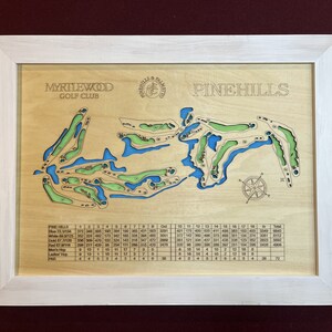 Custom Golf Course Map Engraved - Myrtle Beach SC - Myrtlewood ...
