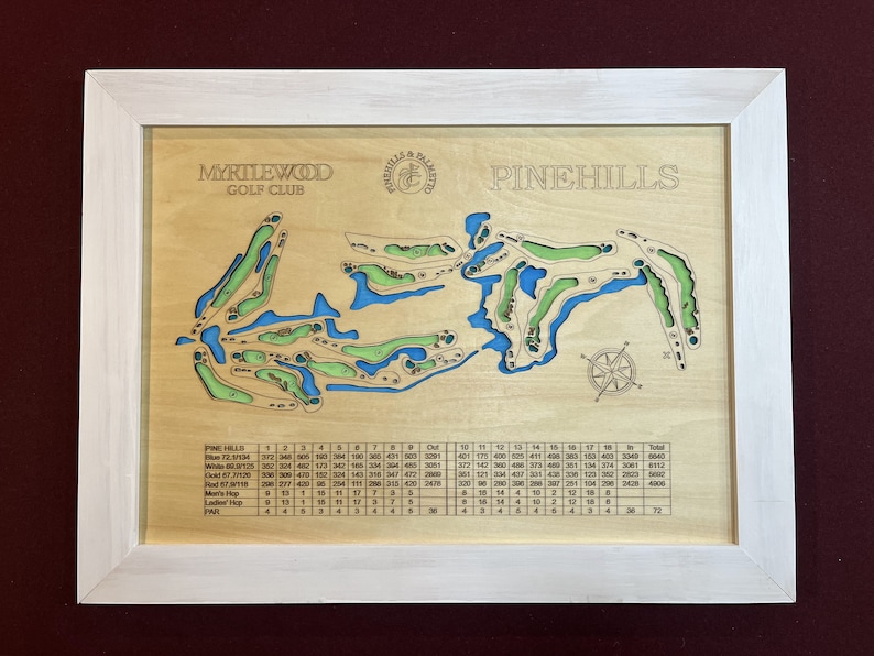 Custom Golf Course Map Engraved - Myrtle Beach SC - Myrtlewood ...