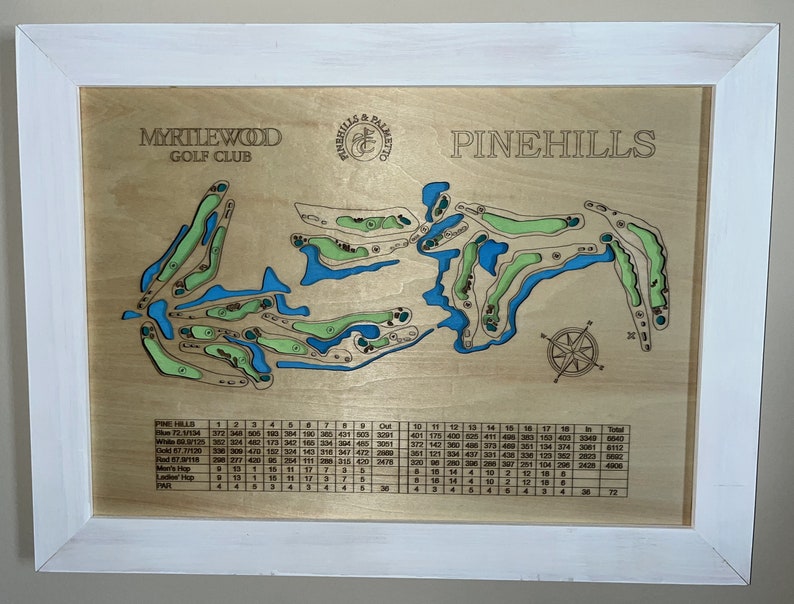 Custom Golf Course Map Engraved - Myrtle Beach SC - Myrtlewood ...