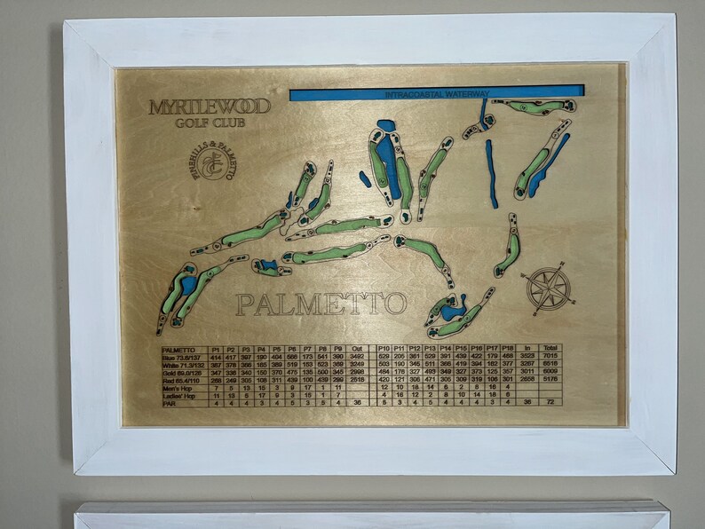 Custom Golf Course Map Engraved - Myrtle Beach SC - Myrtlewood Palmetto ...