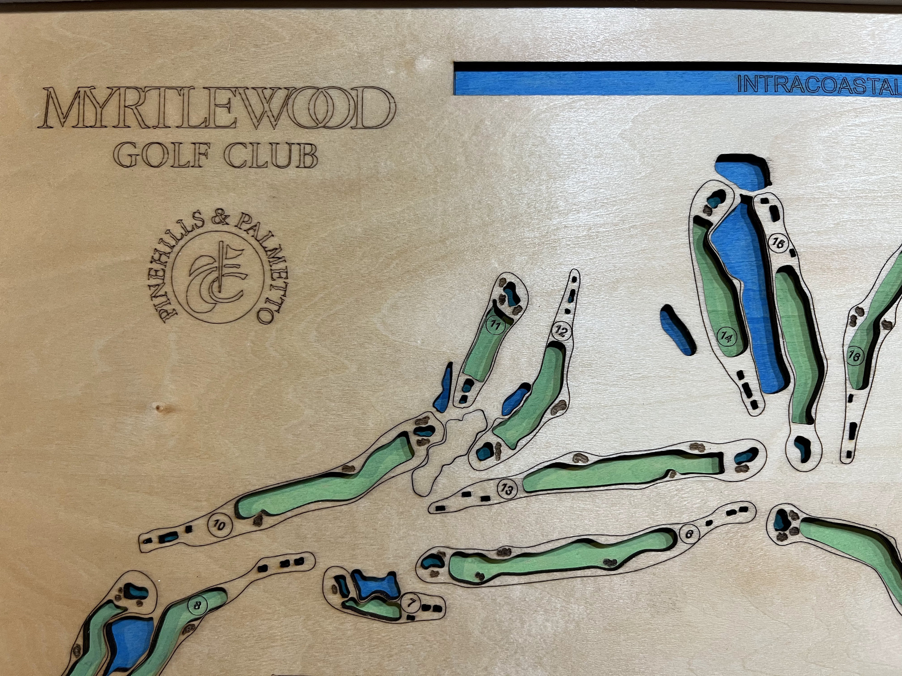 Custom Golf Course Map Engraved - Myrtle Beach SC - Myrtlewood Palmetto ...