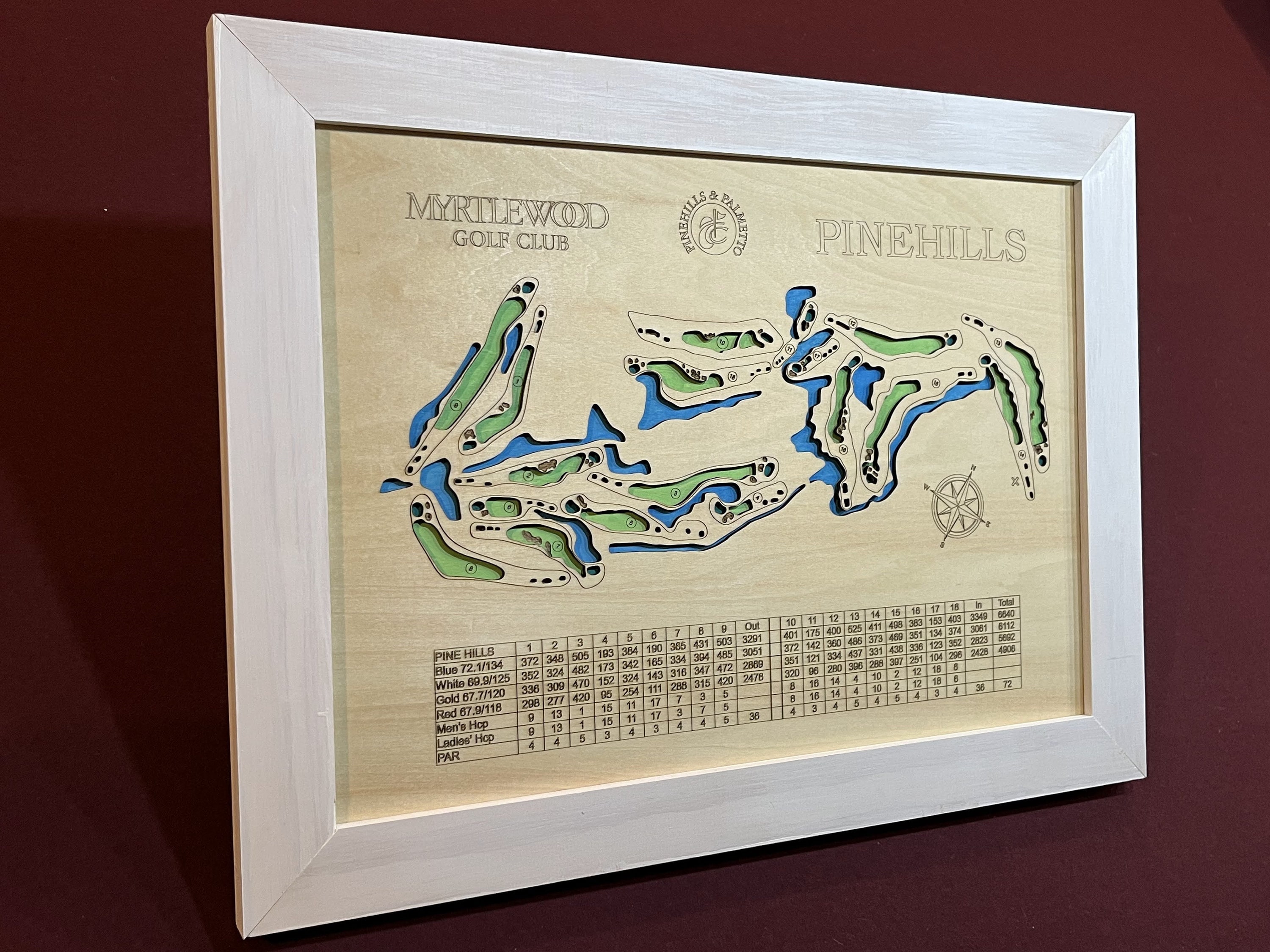 Custom Golf Course Map Engraved - Myrtle Beach SC - Myrtlewood ...