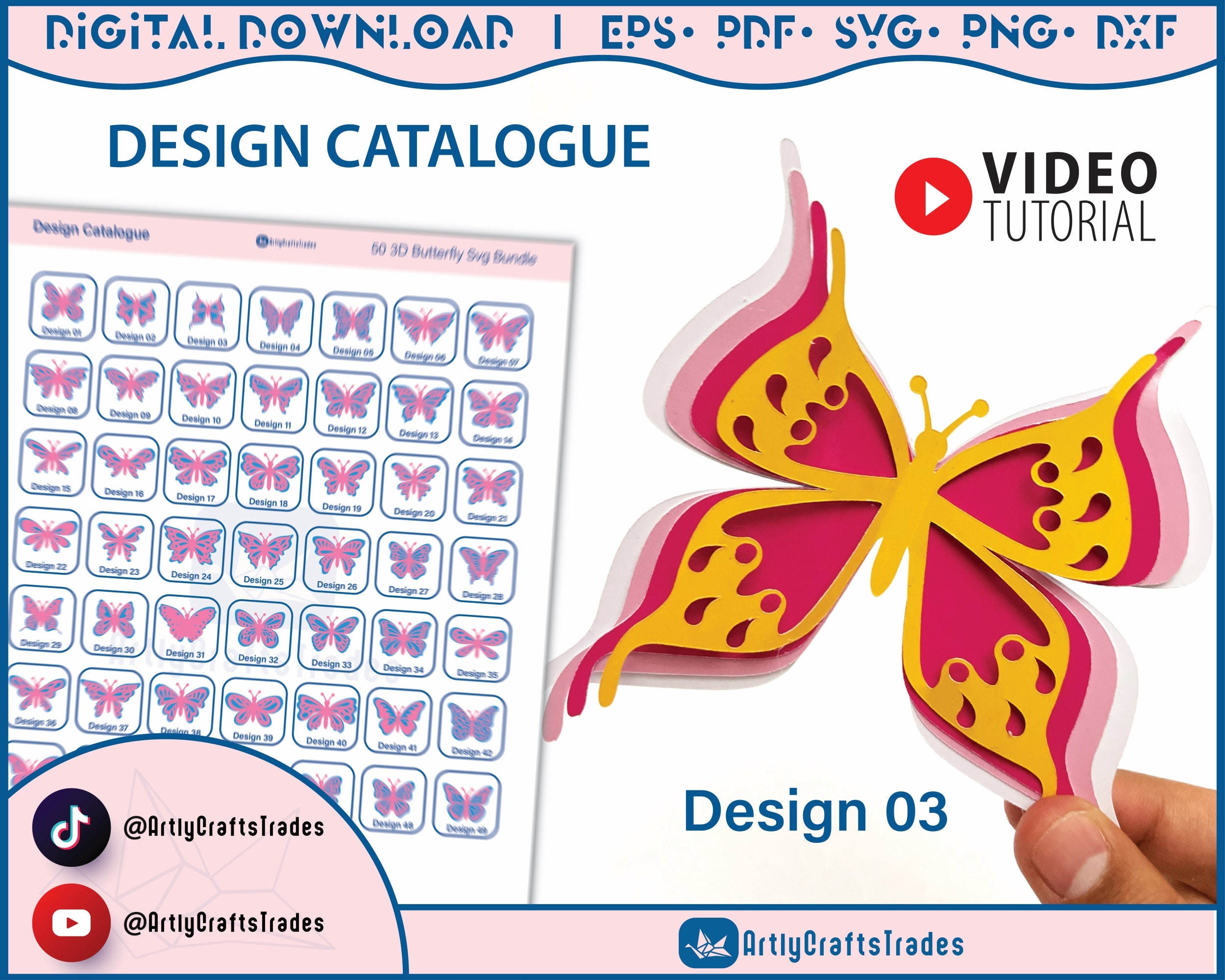 50 Layered Butterflies SVG Bundle, 3D Butterfly Svg, Butterfly SVG, PNG ...