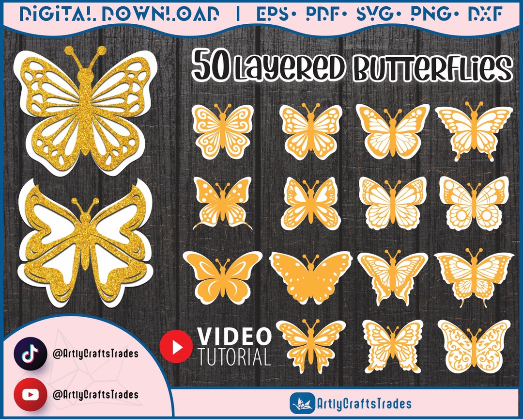 3D Butterfly Svg Bundle, Butterfly Wall Decor, Paper Butterfly Svg File ...