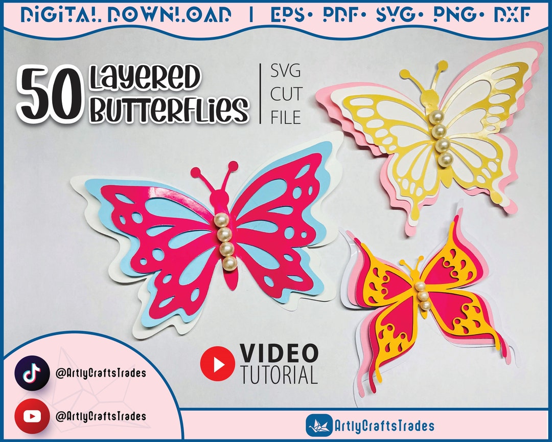 50 Layered Butterflies SVG Bundle, 3D Butterfly Svg, Butterfly SVG, PNG ...