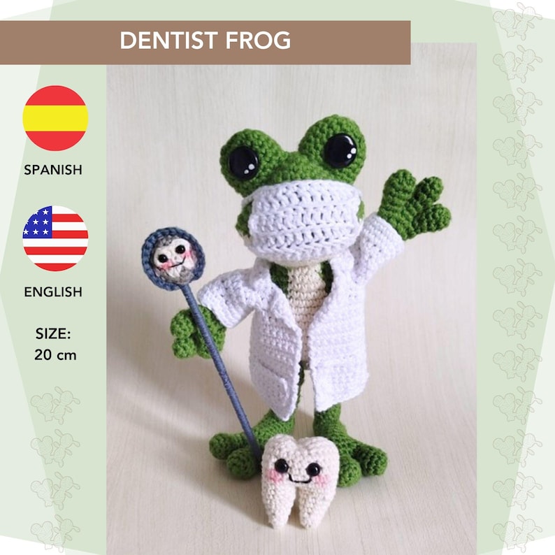 Amigurumi Dentist Frog | Crochet Pattern Dentist Frog | Dentist Frog ...