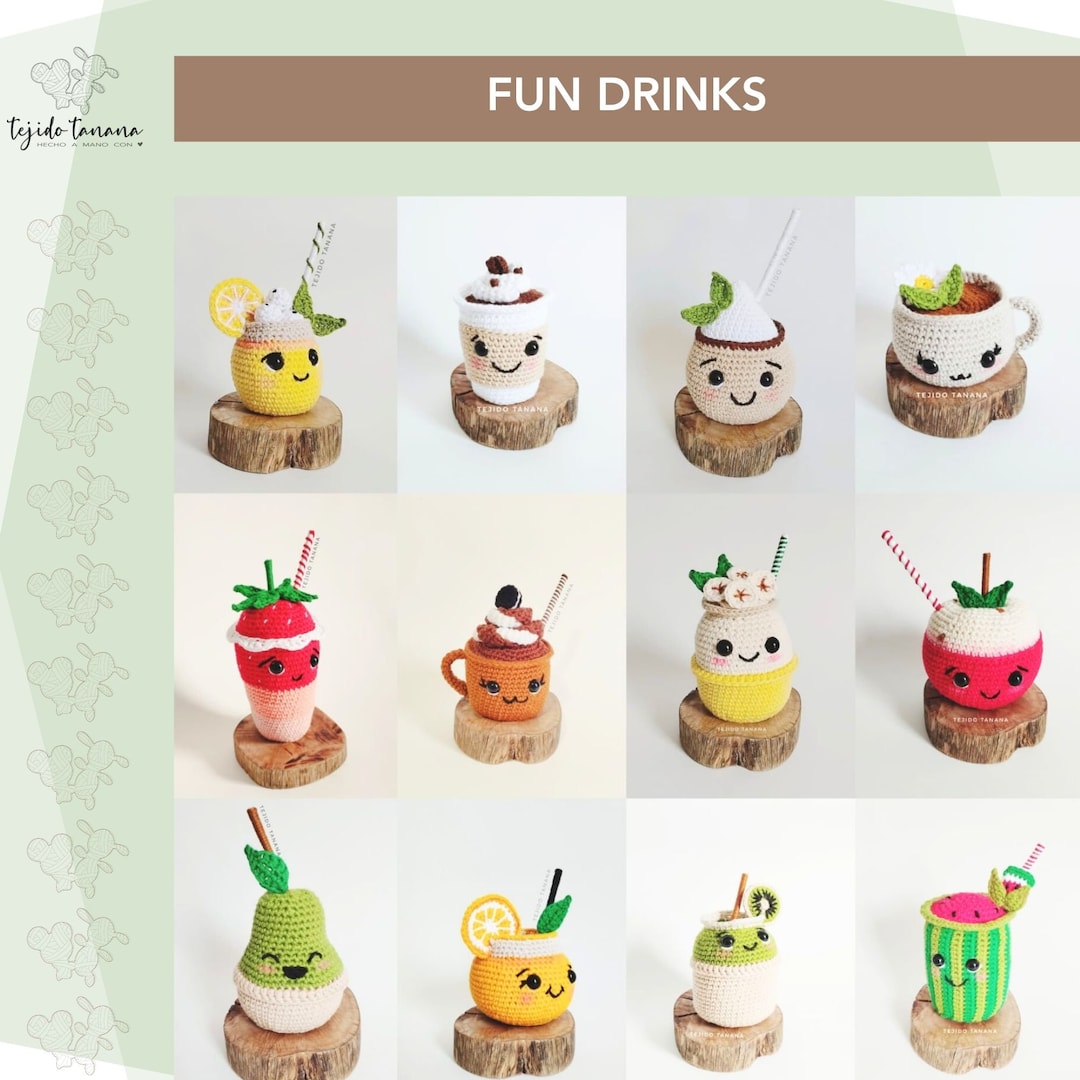 Amigurumi Fun Drinks Crochet Pattern | Fun Drinks | 12 Fun Drinks ...