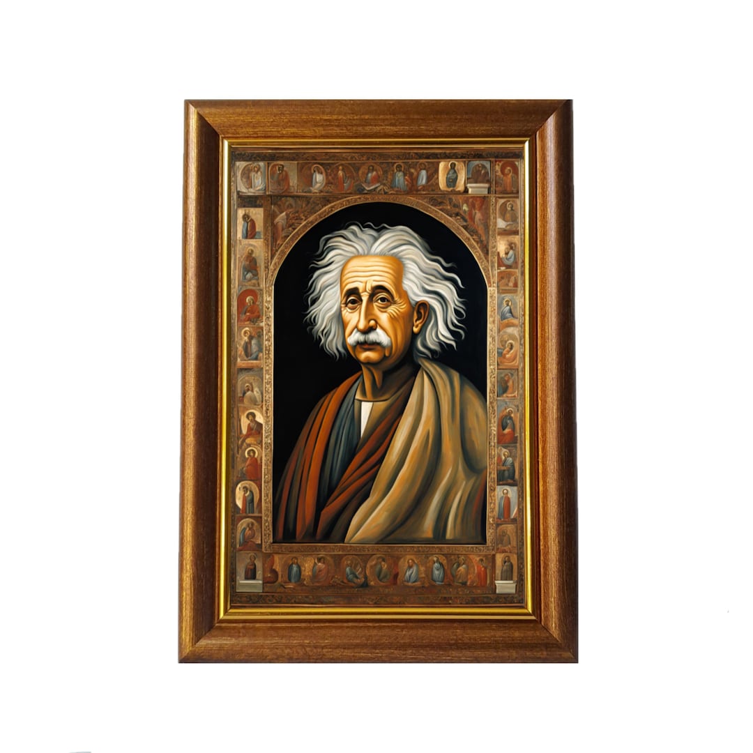 Albert Einstein Poster, Vintage Frame 10x15cm Potrait, Byzantine Style ...