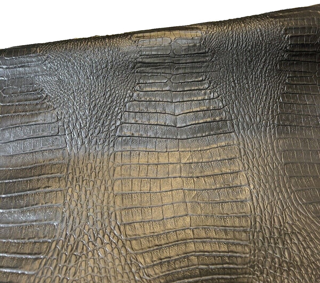 13 Sq Ft Black Croco Embossed Cowhide Leather Hide Skin Workshop ...