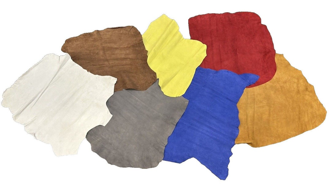 Goat Suede Leather Skins Bundle – 9 Premium Goat Hides for DIY Crafting ...