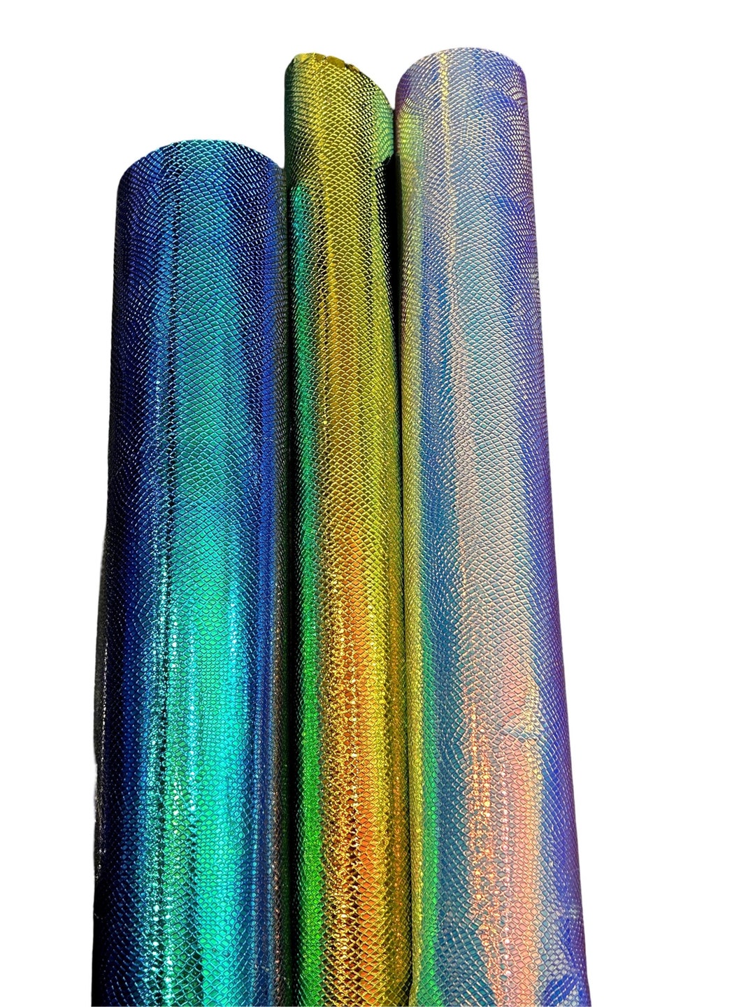 Holographic Snake Skin Print Collection Leather Skins in Aqua Blue ...