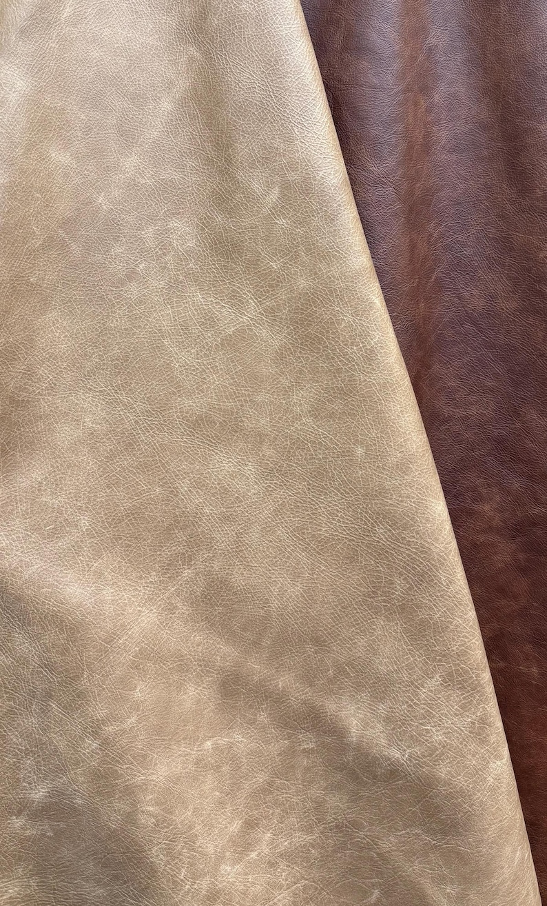 Italian Leather Hides - Cognac Brown & Beige Full Grain Cowhide for ...