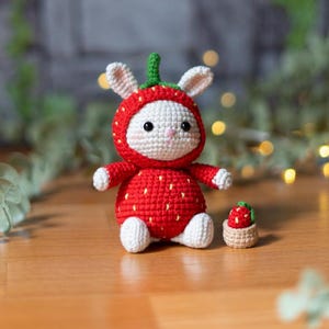 Strawberry Bunny Crochet Pattern – Amigurumi PDF, Beginner Friendly ...