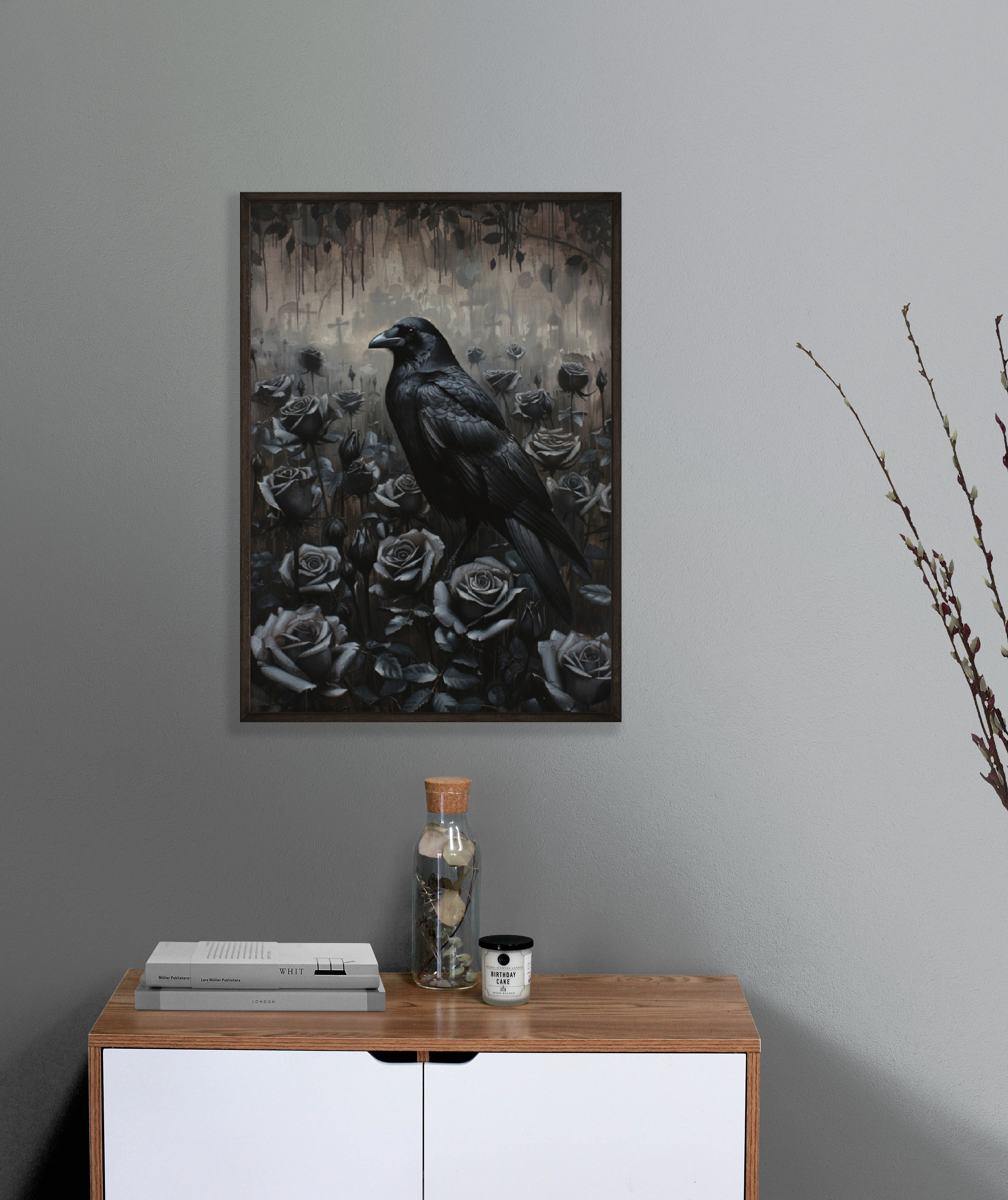 Vintage Crow Print Raven Wall Art Dark Cottagecore Moody Dark Academia Wall Art, Gothic Wall ...