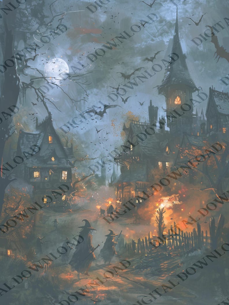 Witch Art Print Salem Witch Trials Witch War Magical Wall Art Victorian ...