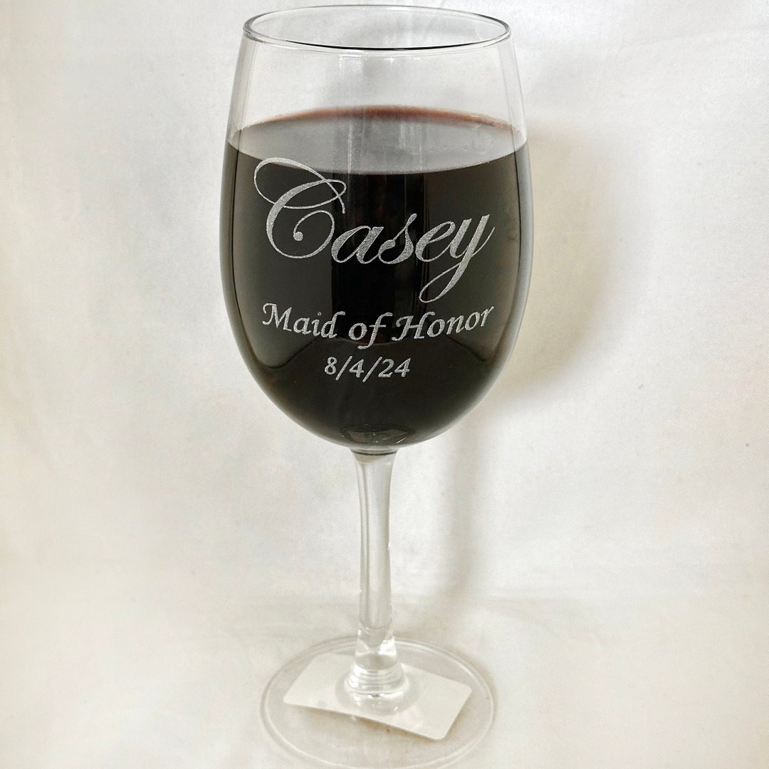 Custom Engraved Wine Glass Laser Engraved Personalized Wine Glass Engraved Name Wine Glass