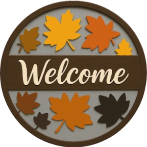 Fall Welcome Sign: Layered Maple Leaves - Autumn Door Decor - Etsy