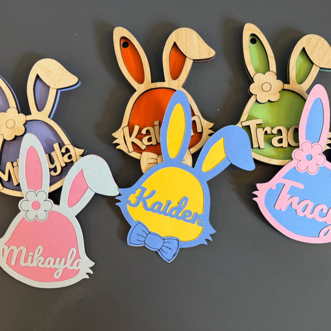 Personalized Easter Bunny Name Tags! Cardstock and Basswood Versions ...