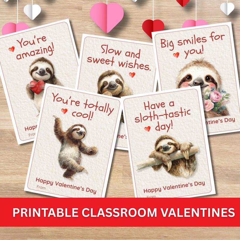 Valentines Sloth Cards - Etsy