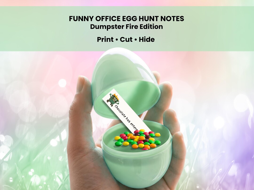 Office Easter Egg Hunt Printable, Funny Dumpster Fire Workplace Easter ...