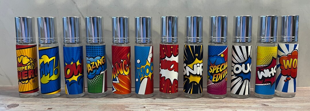 Comic Book Superhero Printable Labels, Labels for Essential Oil Roller ...