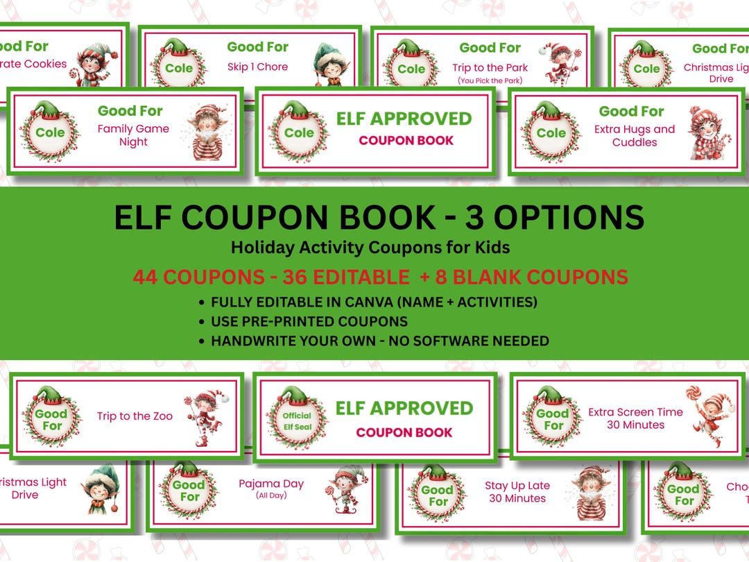 Printable Christmas Coupon Book, Editable Personalized Coupon Book for ...
